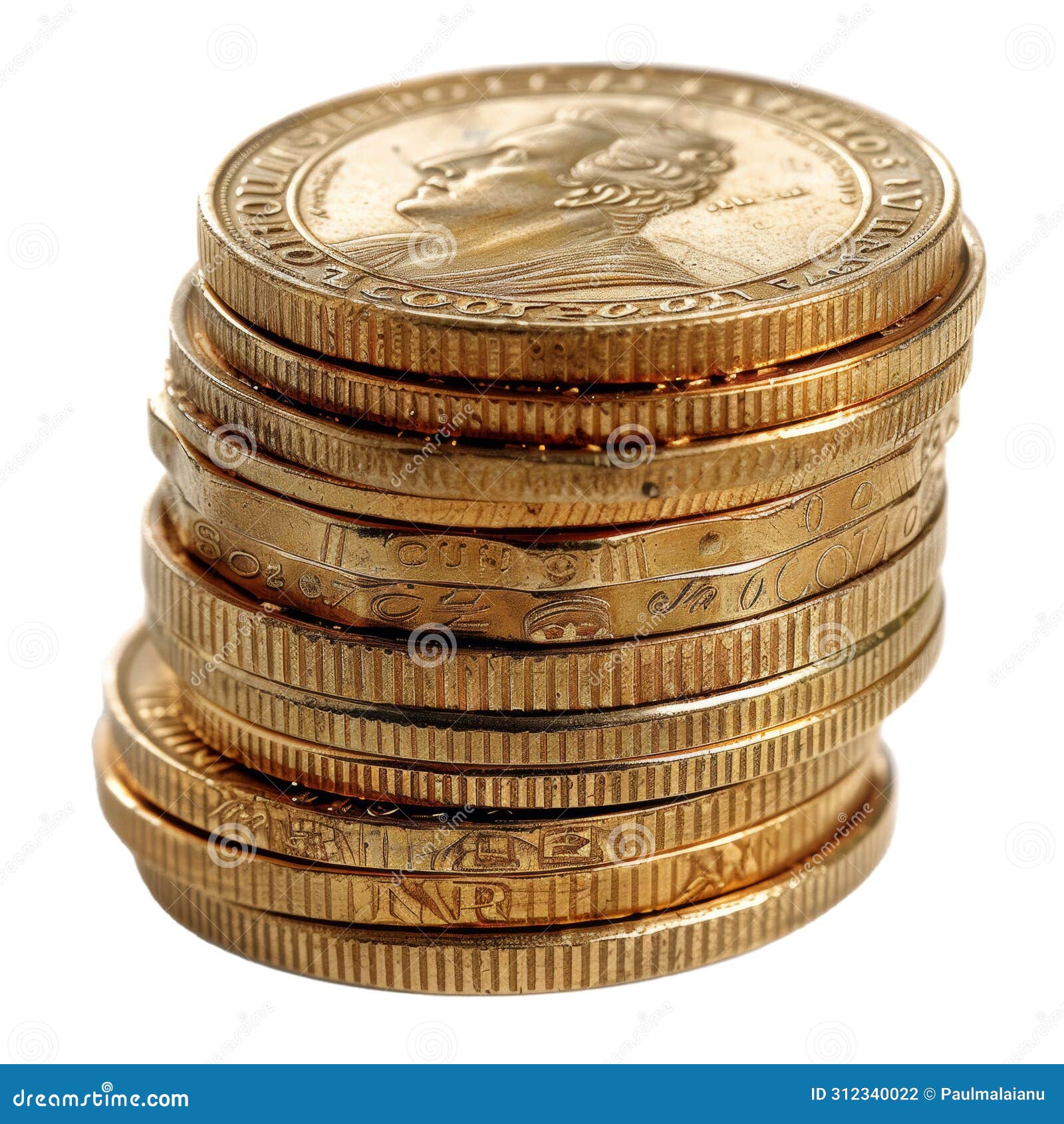Stack of Generic Golden Coins Isolated on Transparent Background. Stock ...