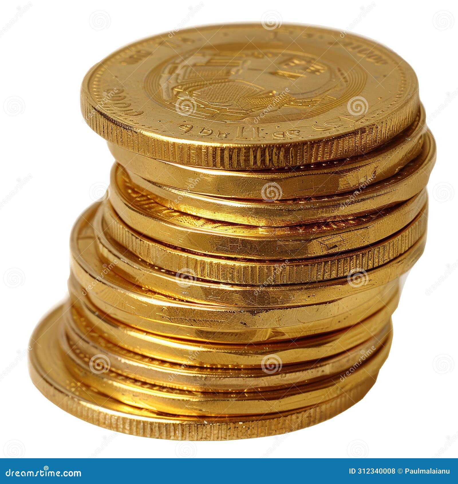 Stack of Generic Golden Coins Isolated on Transparent Background. Stock ...