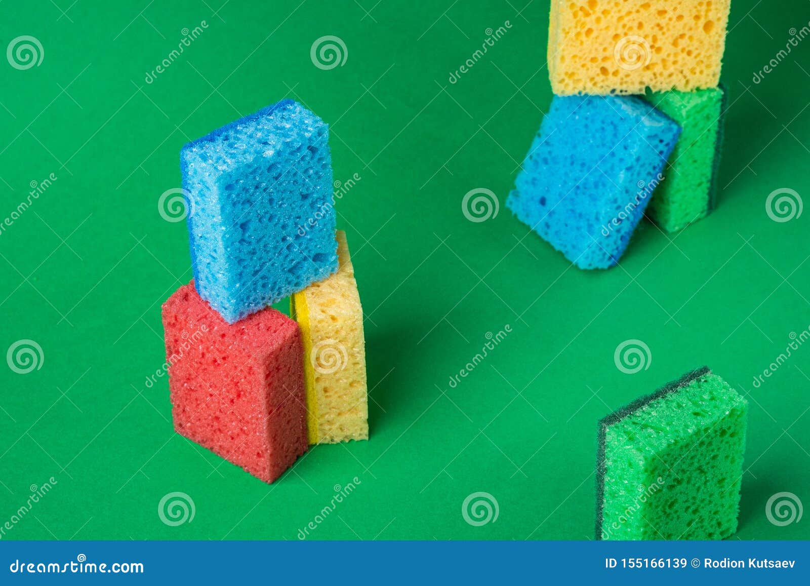 Stack Geometric Blocks Construction Abstract Sponges in Red, Yellow ...