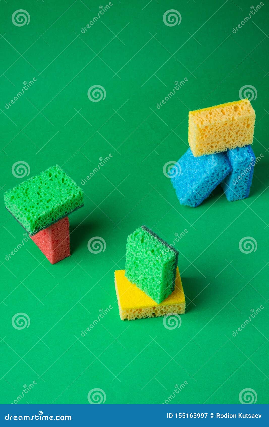 Stack Geometric Blocks Construction Abstract Sponges in Red, Yellow ...