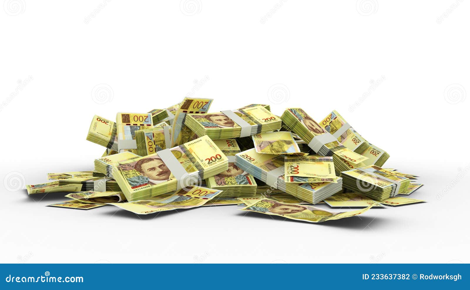 Stack of 200 Georgian Lari Notes Isolated on White Background Stock ...