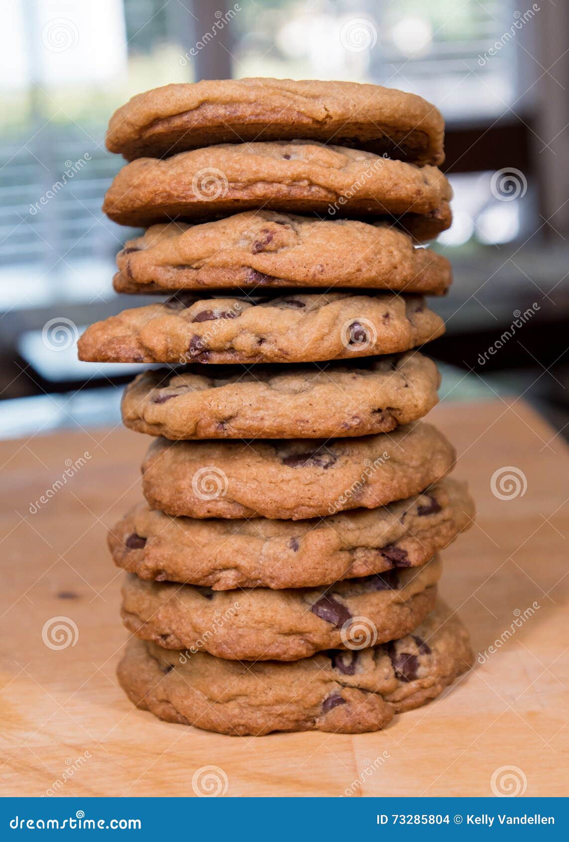 Stack of Giant Chocolate Chip Cookies Stock Photo - Image of unhealthy ...