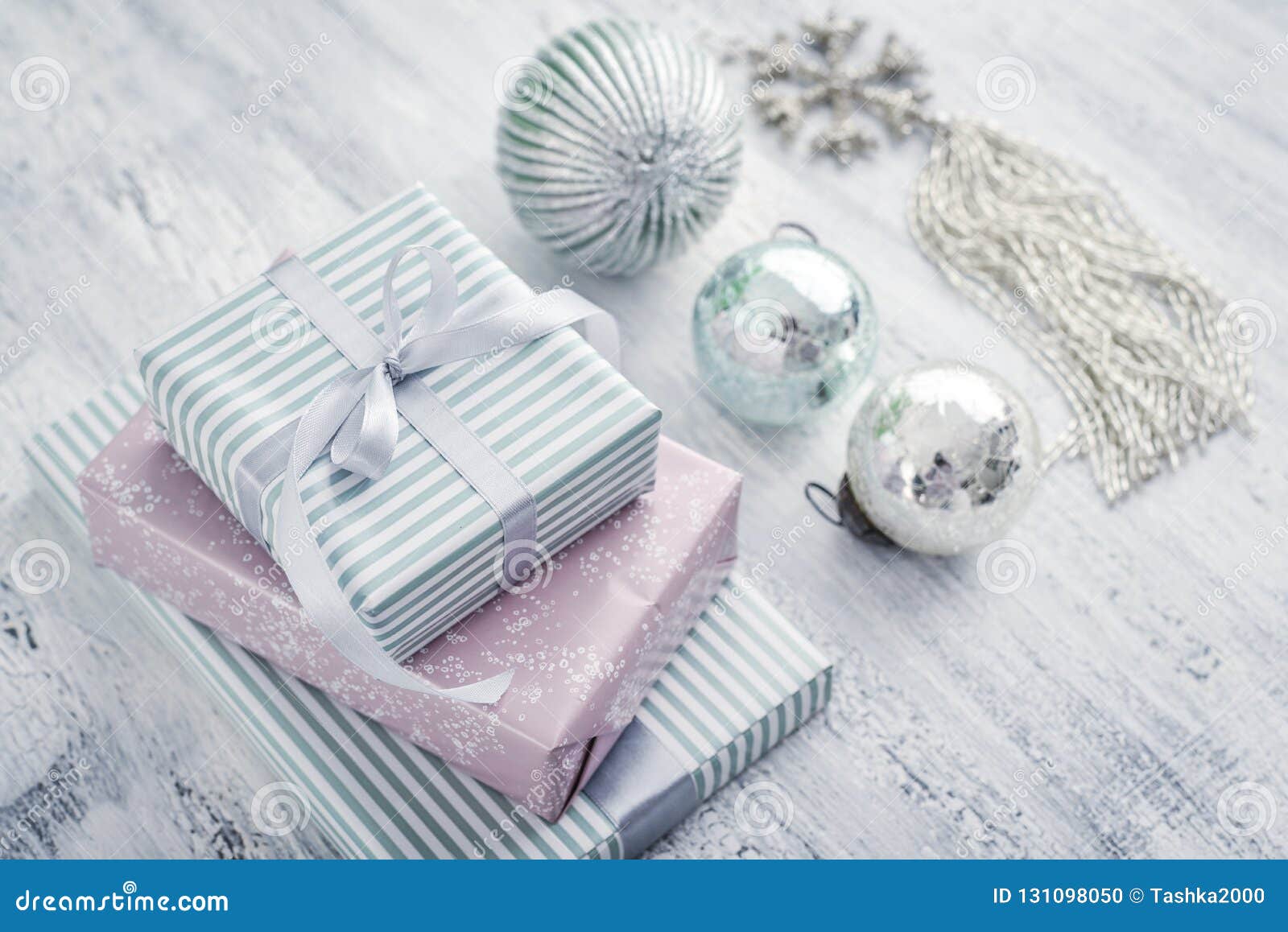 Stack Gift Boxes with Christmas Decoration Stock Photo - Image of ...