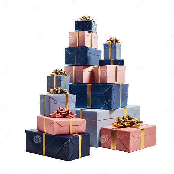 Stack of Gift Boxes with Gold Ribbons Stock Illustration - Illustration ...