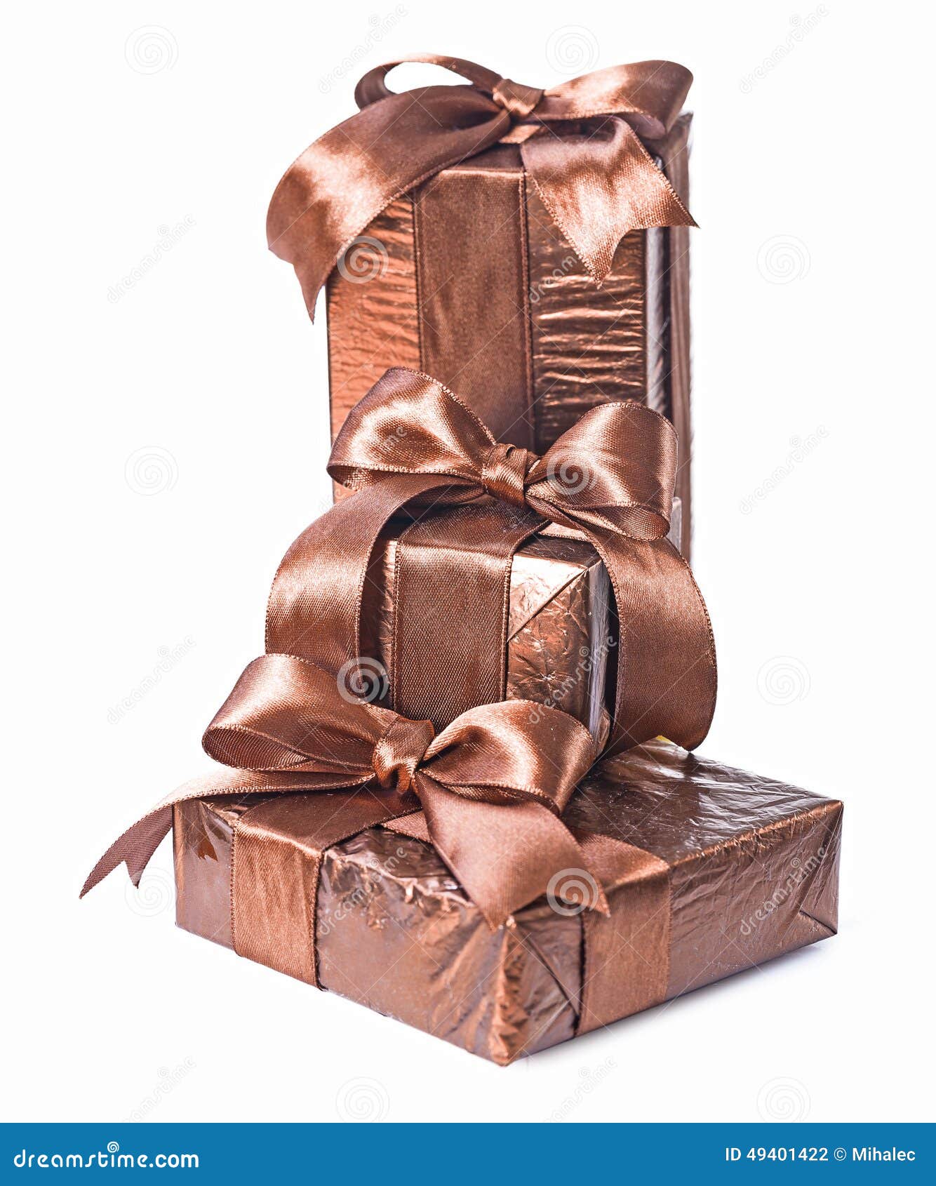 Stack of Gift Boxes Isolated Stock Photo - Image of brown, setting ...