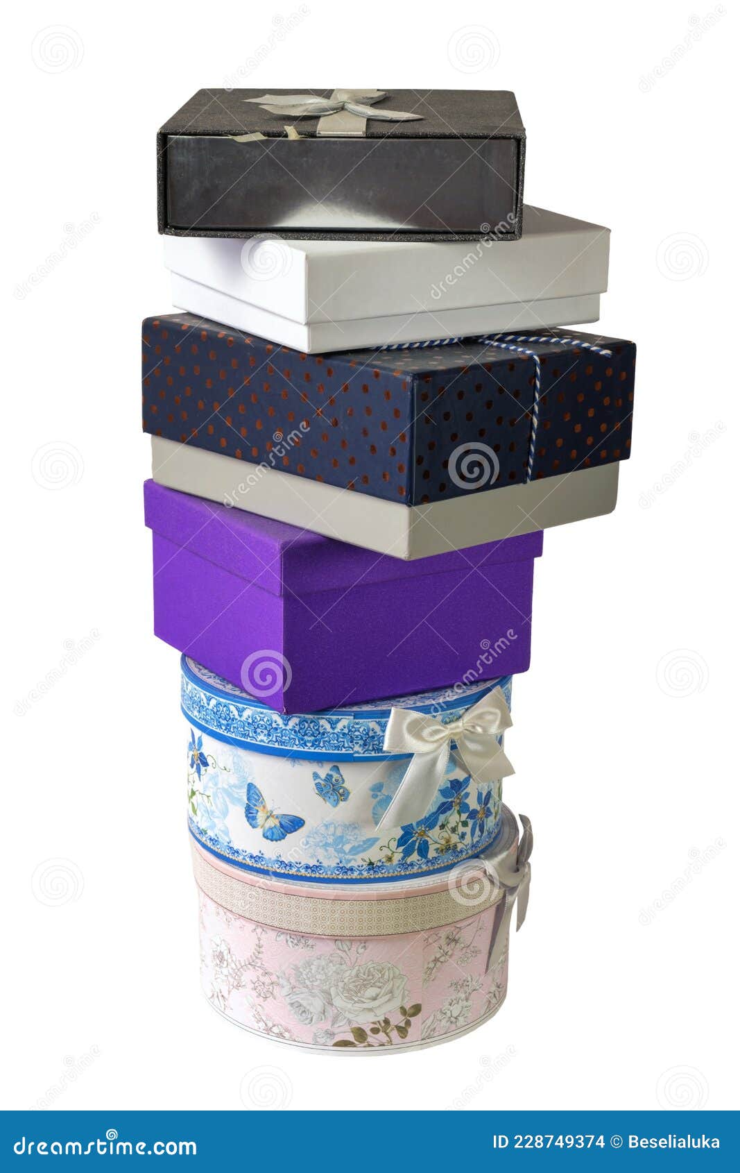 Stack of Gift Boxes Isolated Stock Photo - Image of present, container ...