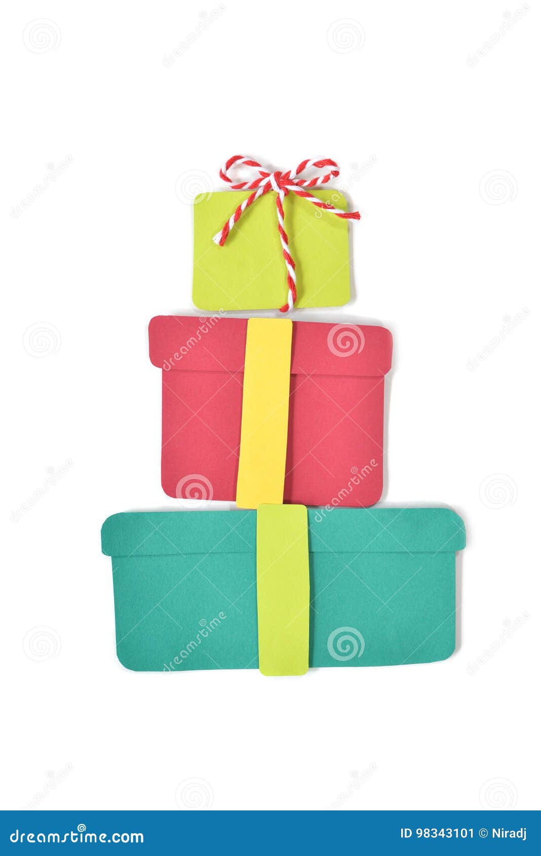Stack of Gift Boxes Paper Cut on White Background Stock Image - Image ...