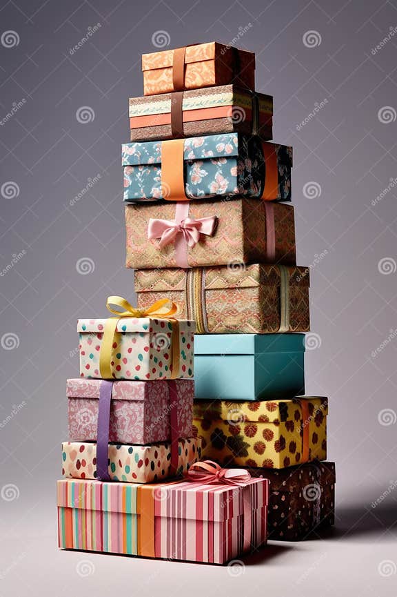 Stack of Gift Boxes Wrapped in Various Patterns Stock Illustration ...