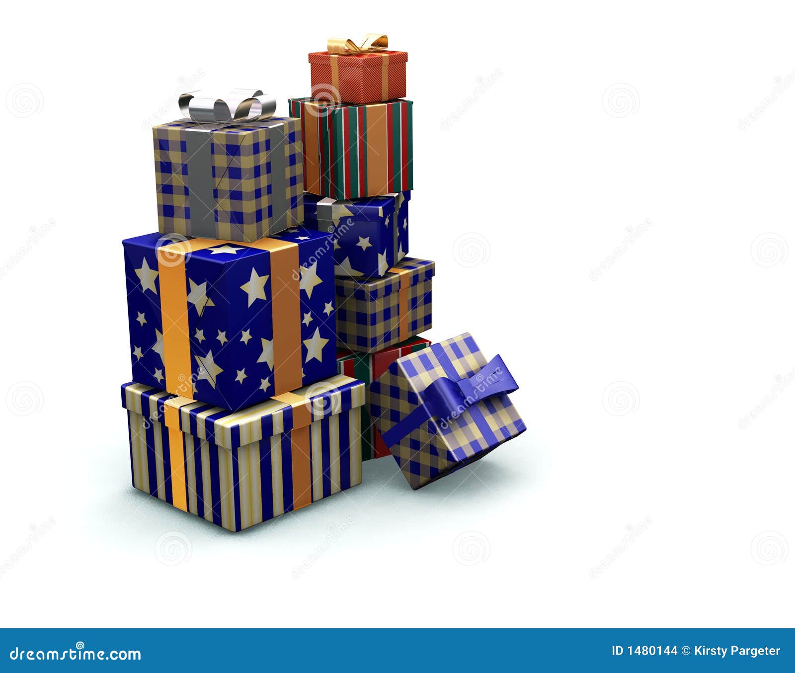Stack of gifts stock illustration. Illustration of render - 1480144