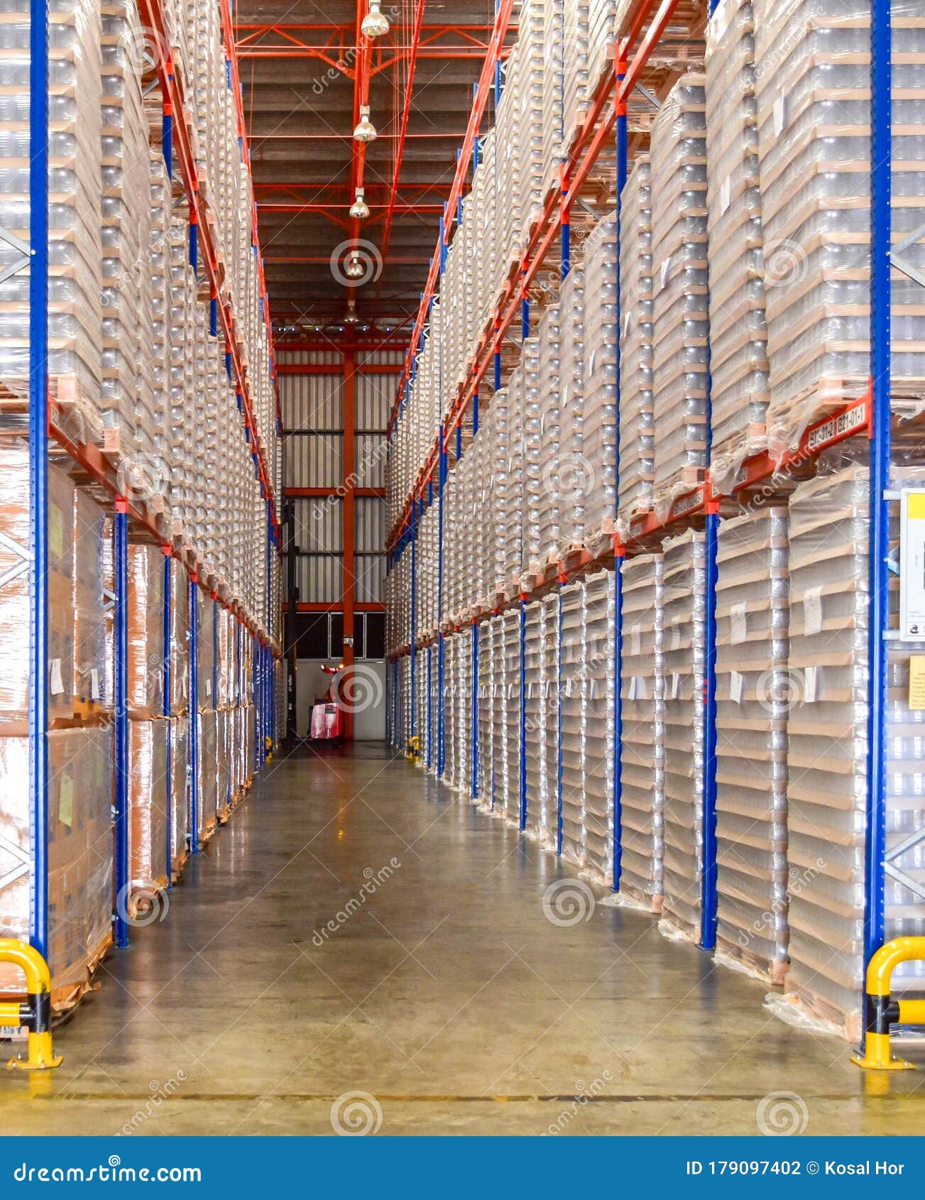 Stack of Glass Box on Pallets Places on Rack Inside Distribution ...