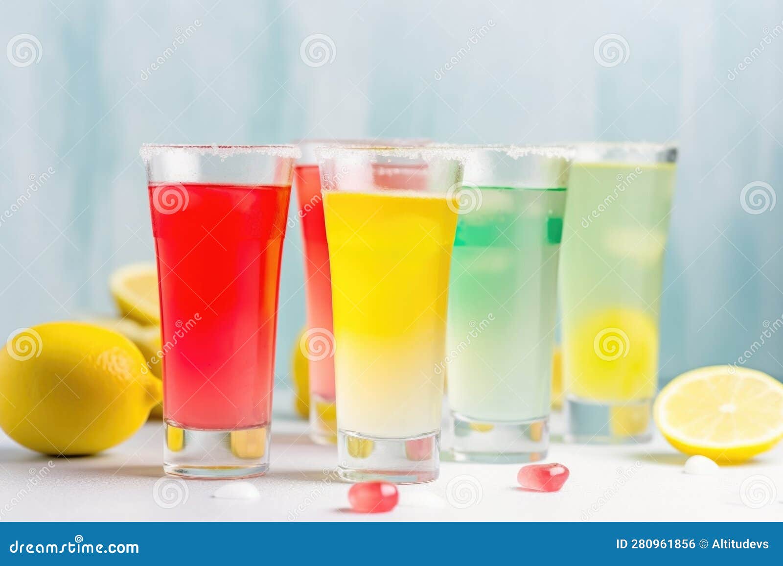 Stack of Glass Cups Filled with Refreshing Summer Lemonade Stock ...