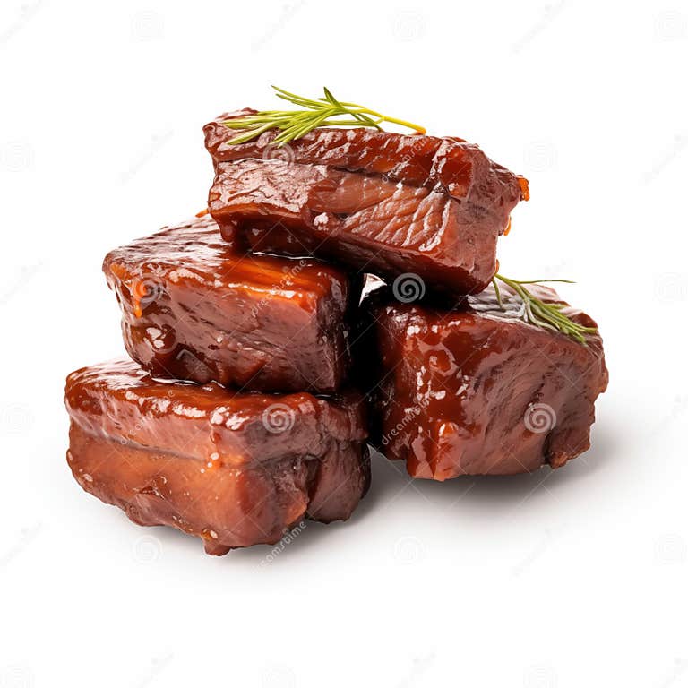 Stack of Glazed Beef Short Ribs Garnished with Fresh Rosemary Stock ...