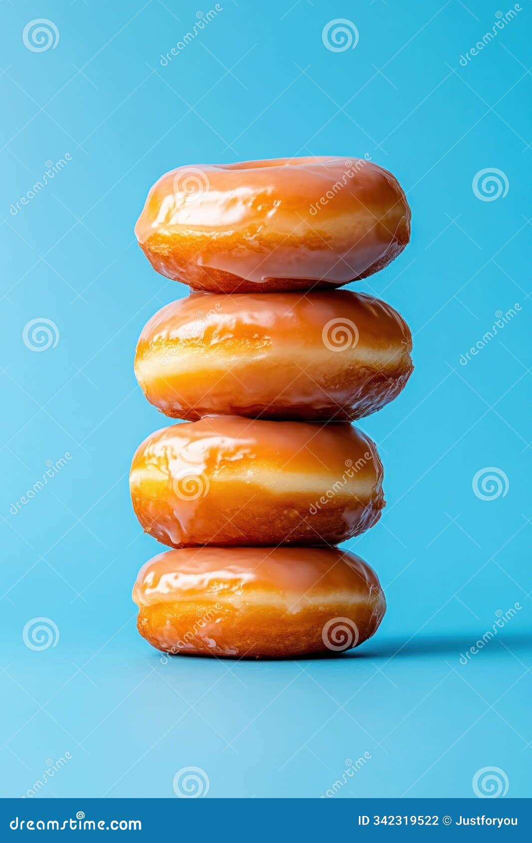 Stack of Glazed Donuts on Blue Background Stock Illustration ...