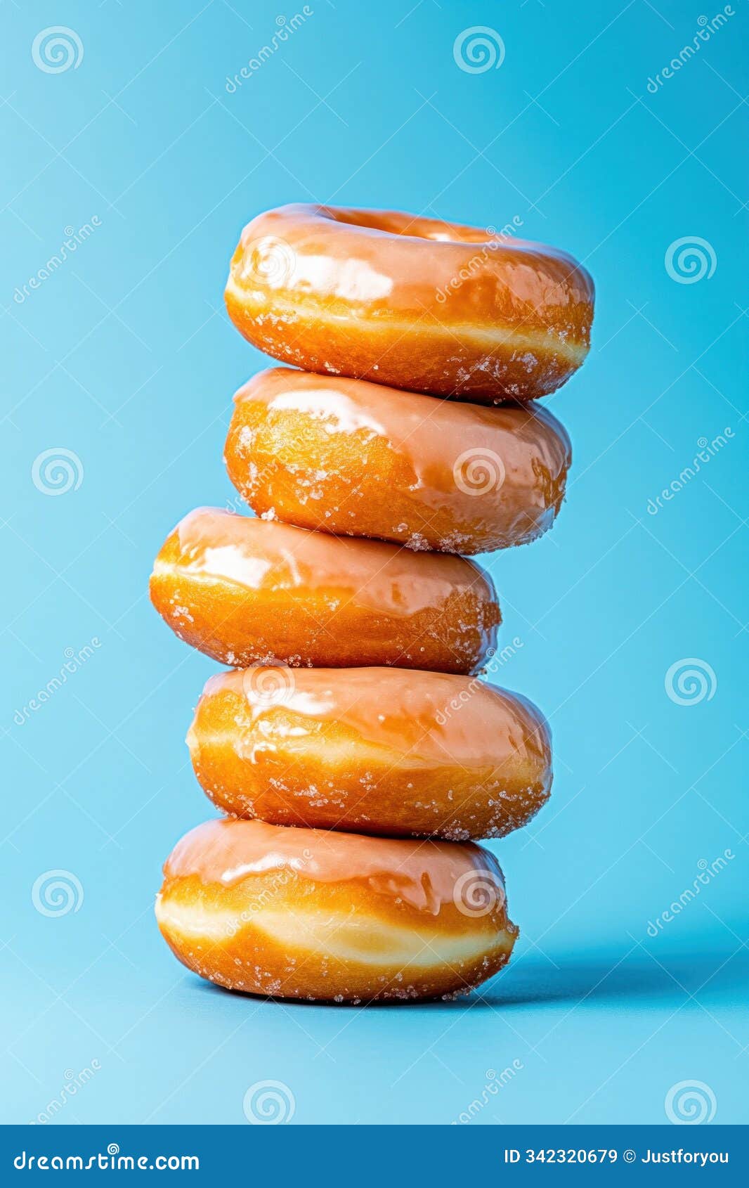 Stack of Glazed Donuts on Blue Background Stock Illustration ...