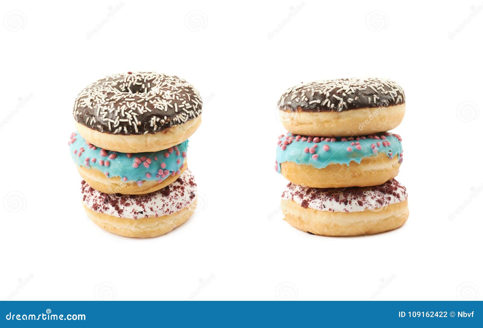 Stack of Glazed Donuts Isolated Stock Photo - Image of chocolate, dough ...