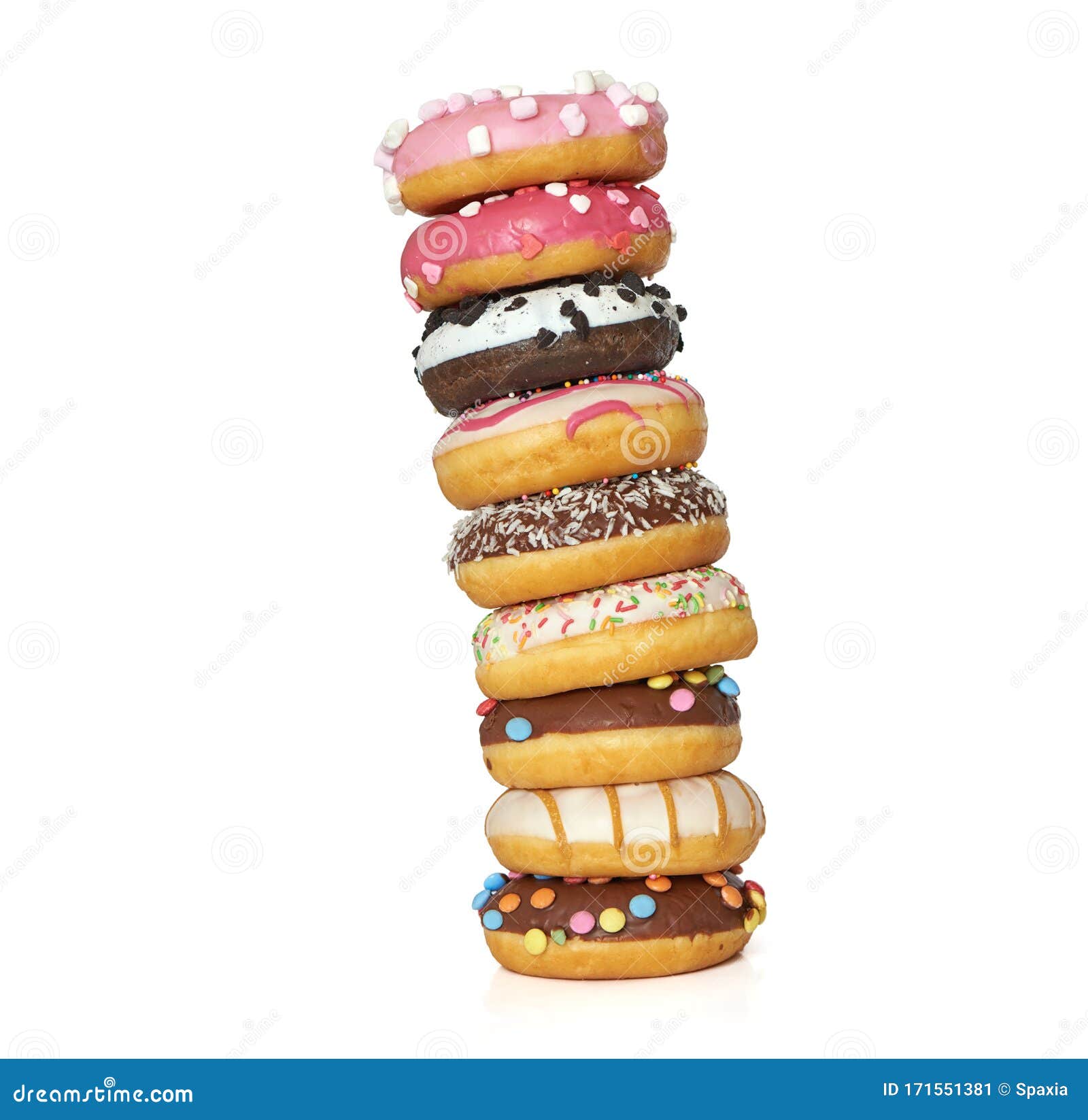 Stack of Glazed Doughnut with Sprinkles on White Stock Image - Image of ...