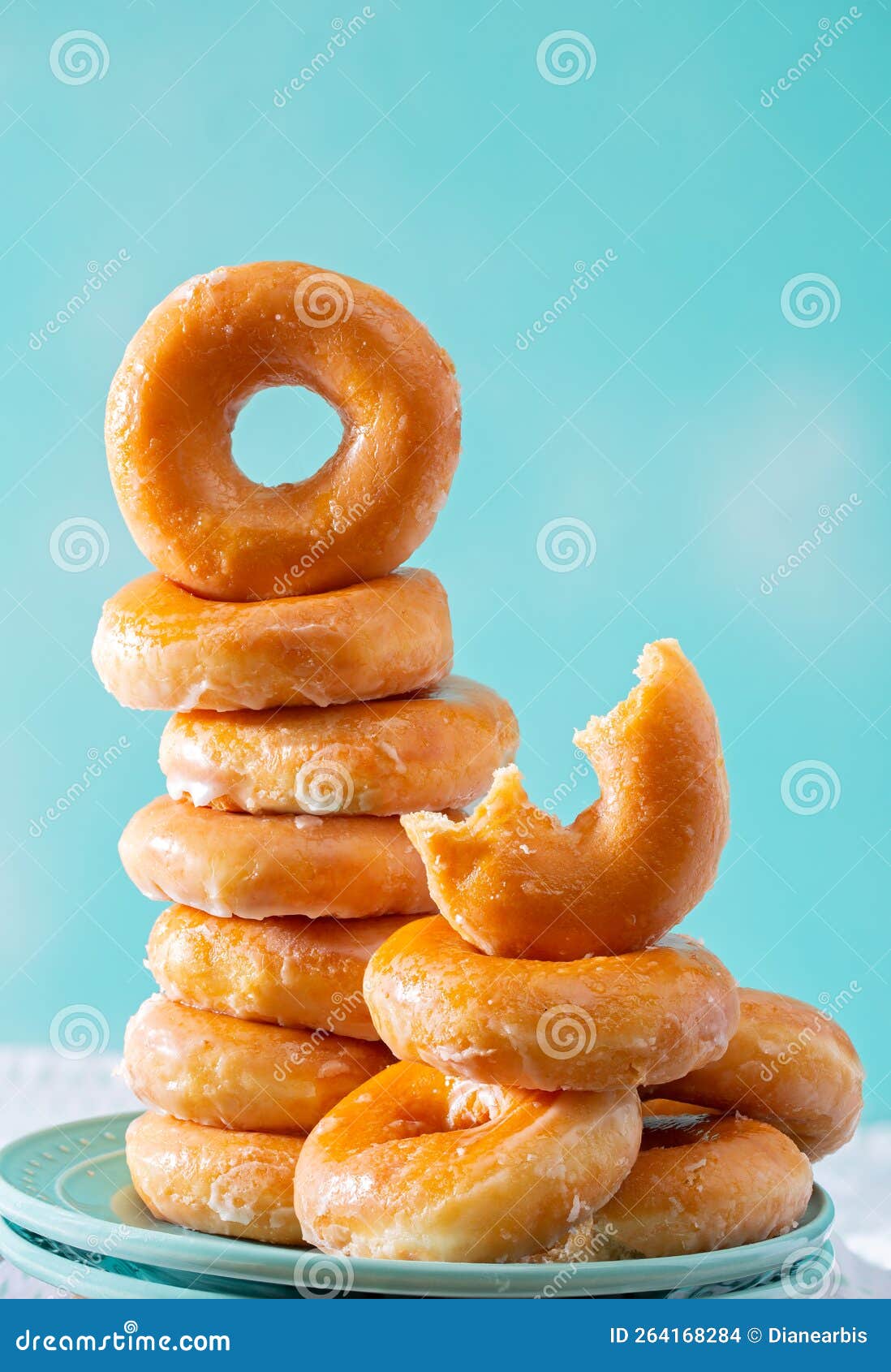 Stack of Glazed Doughnuts with Copy Space Stock Photo - Image of food ...