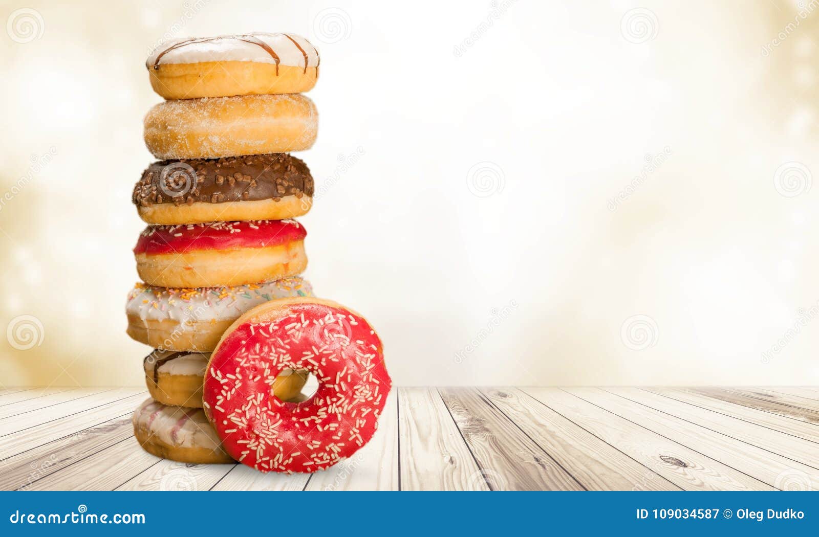 Stack of Glazed Doughnuts on Light Blurred Stock Image - Image of color ...