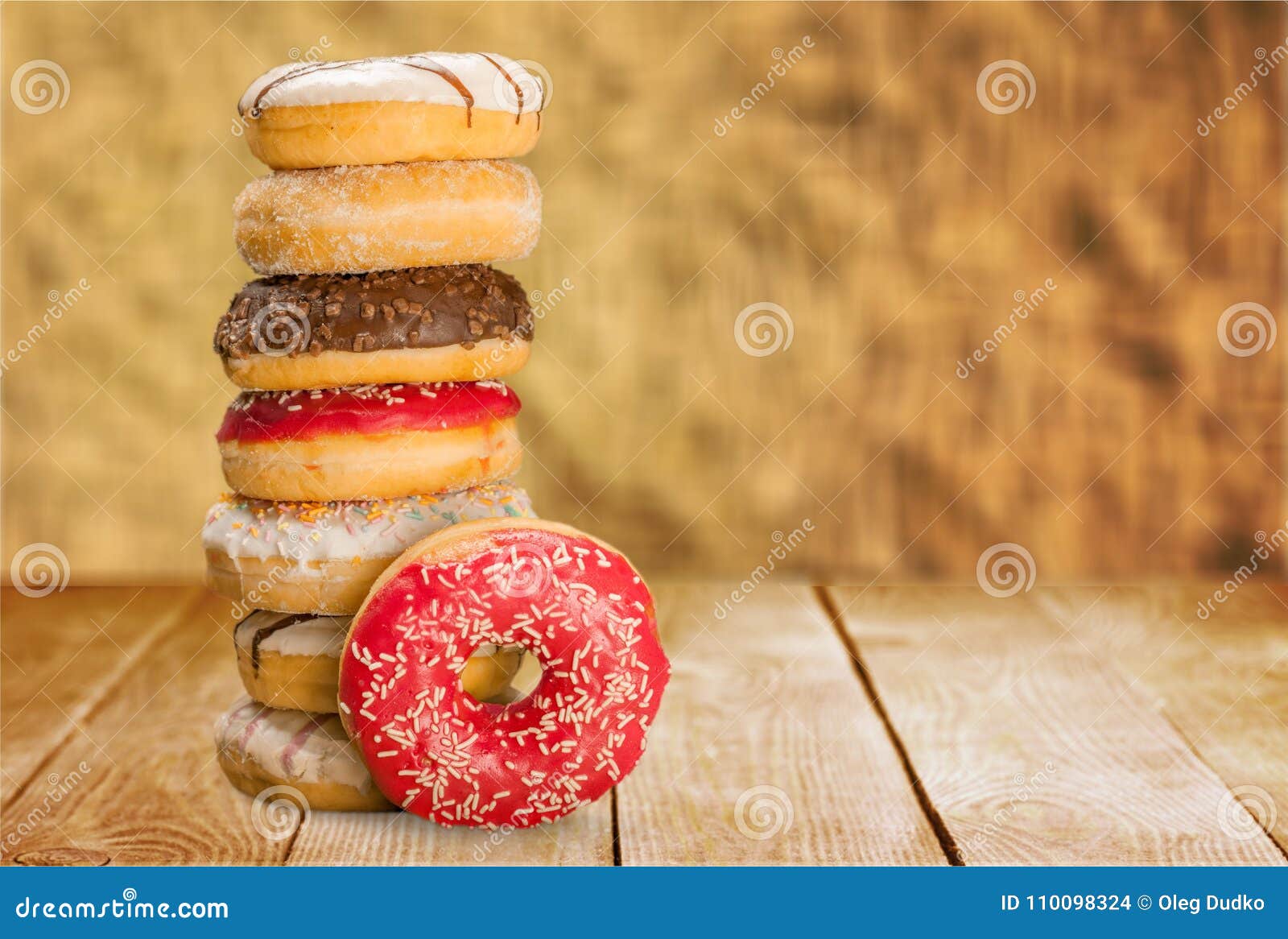 Stack of Glazed Doughnuts on Light Blurred Stock Photo - Image of ...