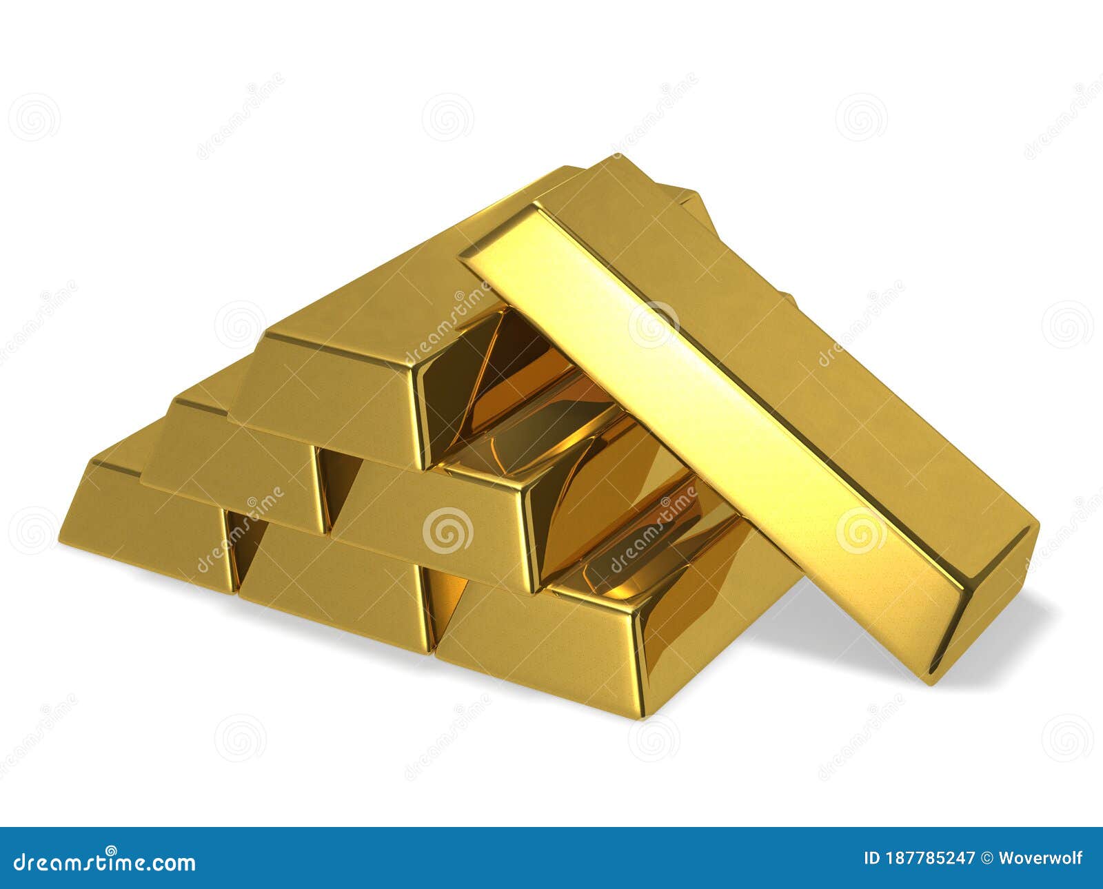 Stack of Gold Bars 3d Rendering Stock Illustration - Illustration of ...