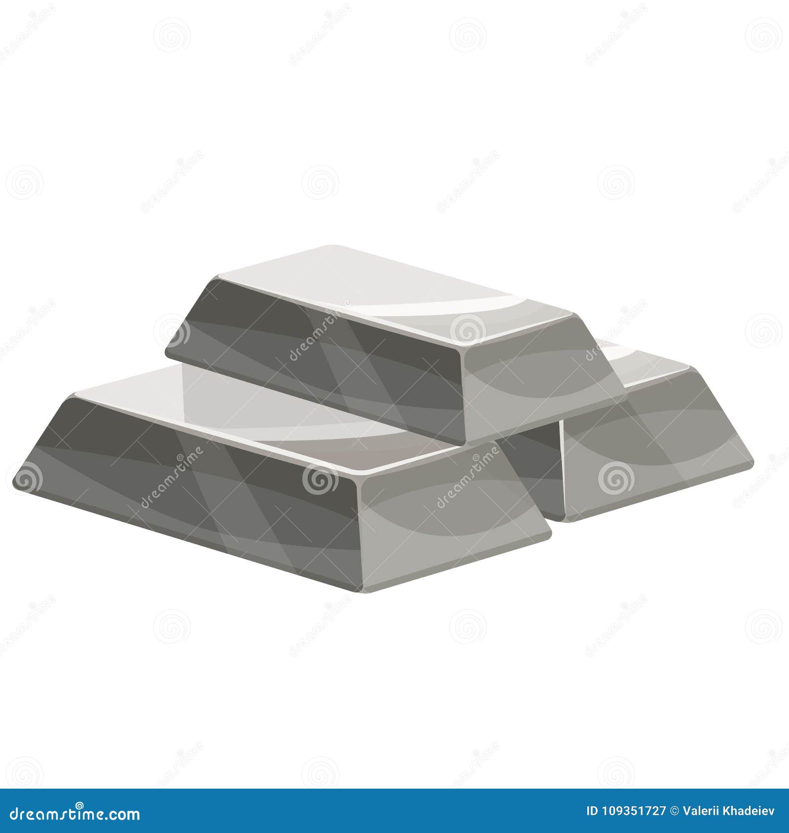 Set of Silver Bars Icon. Cartoon Style, Illustration, Vector Icon for ...