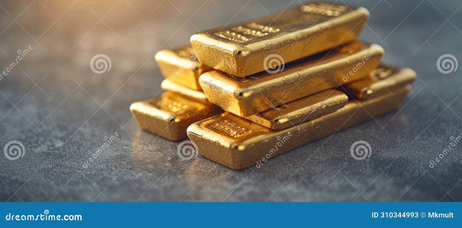 Stack of Gold Bars on Table Stock Image - Image of precious, savings ...