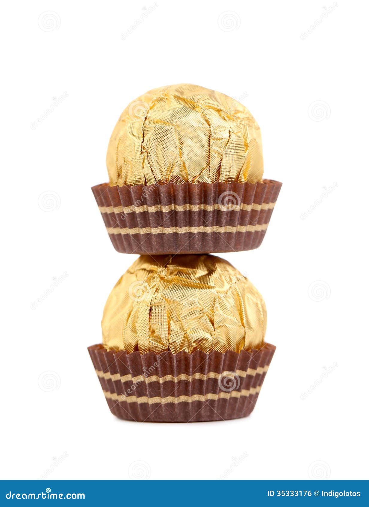 Stack of Gold Chocolate Bonbons. Stock Photo - Image of saucer, dessert ...