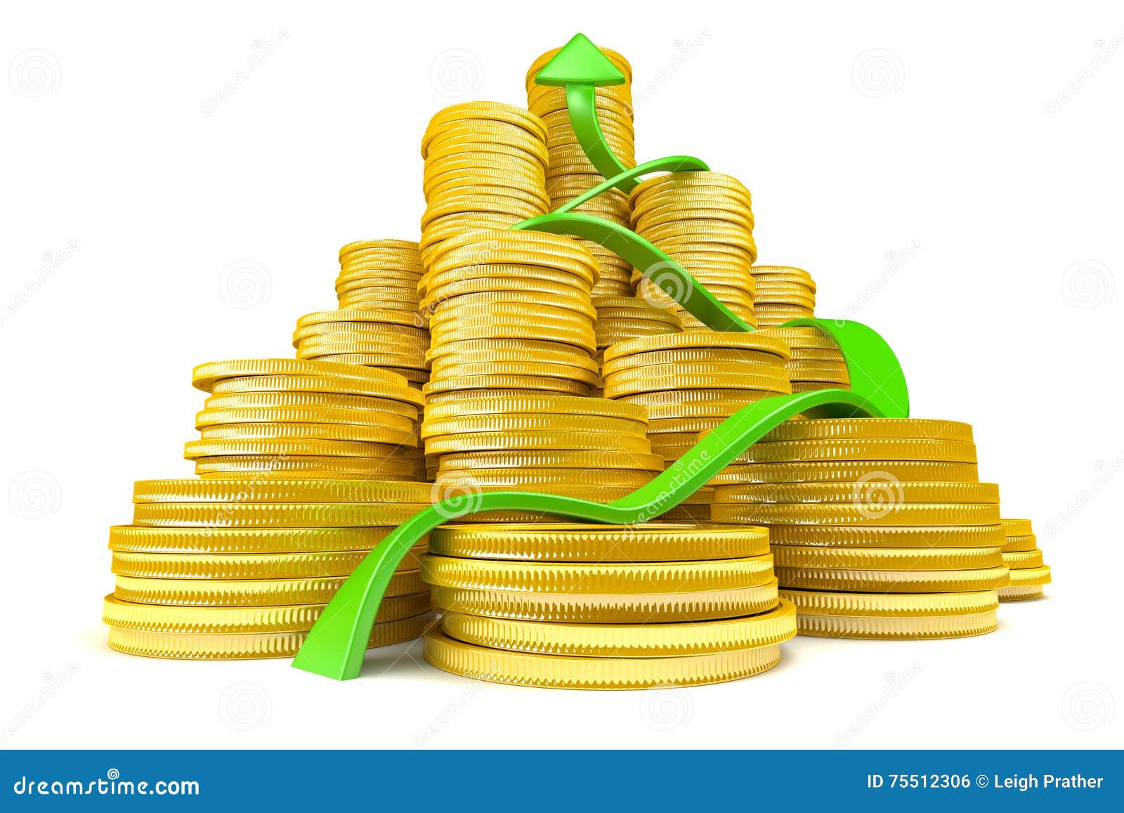 Stack of Gold Coins with Arrow Stock Illustration - Illustration of ...
