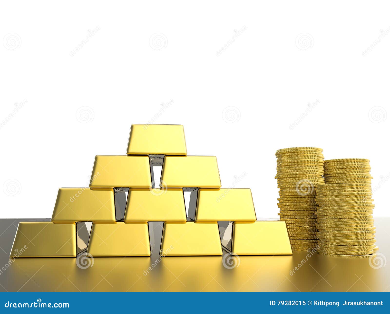 Stack of Gold Coins and Bullions Stock Image - Image of treasure, coin ...