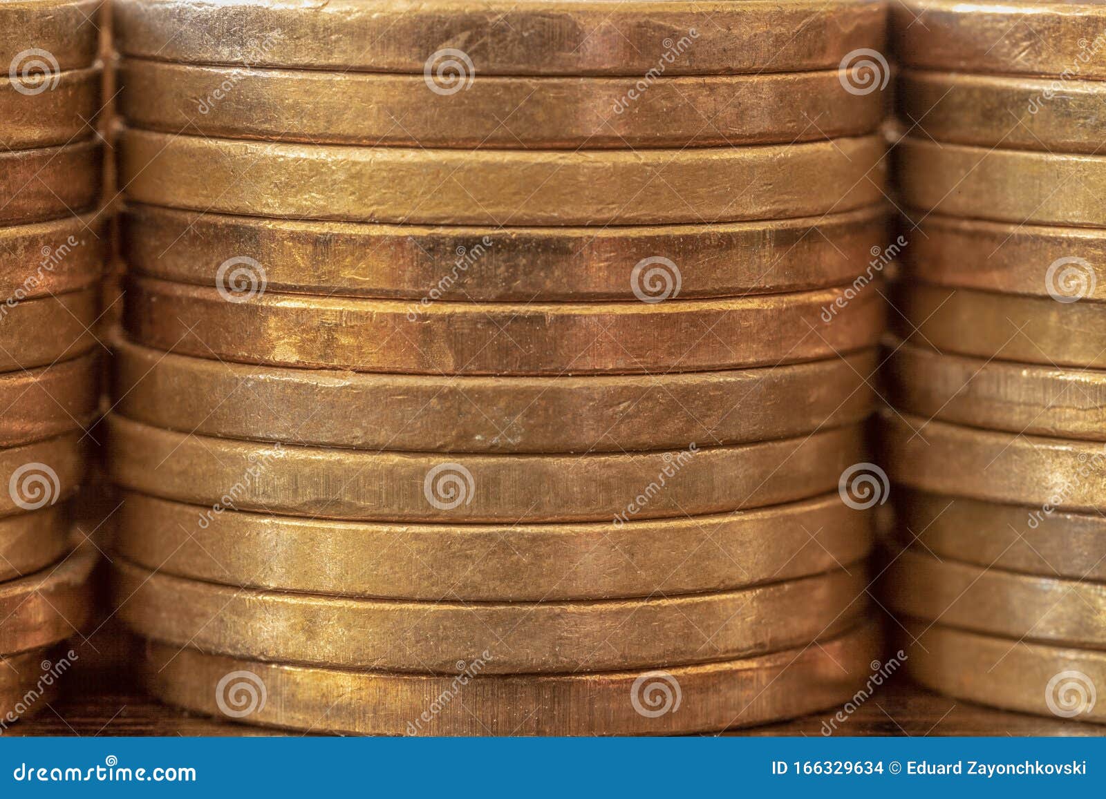 A Stack of Gold Coins Close Up. Coins Macro Shot Stock Photo - Image of ...