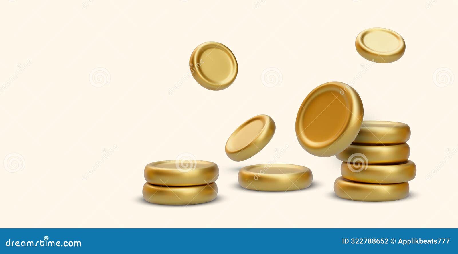 Stack of Gold Coins and Falling Gold Coins in 3d Realistic Style with ...