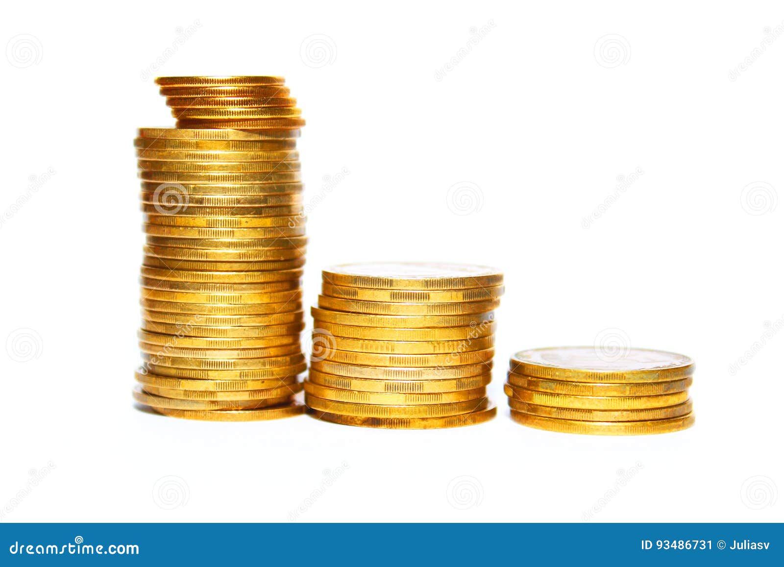 Stack of Gold Coins Isolated on White Background Close-up Stock Image ...
