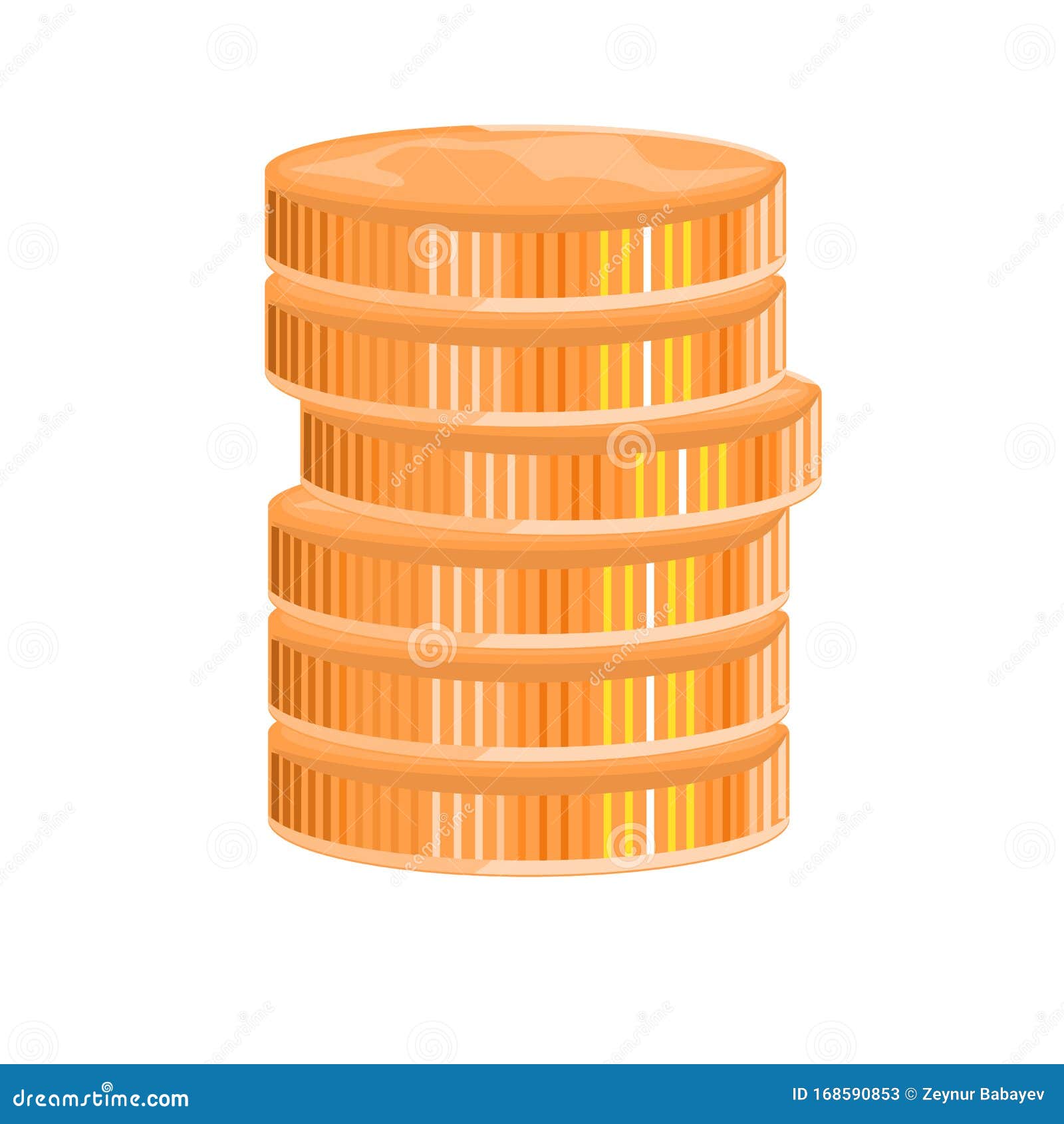Stack of Gold Coins Side View. Cartoon Style Flat and Solid Color ...