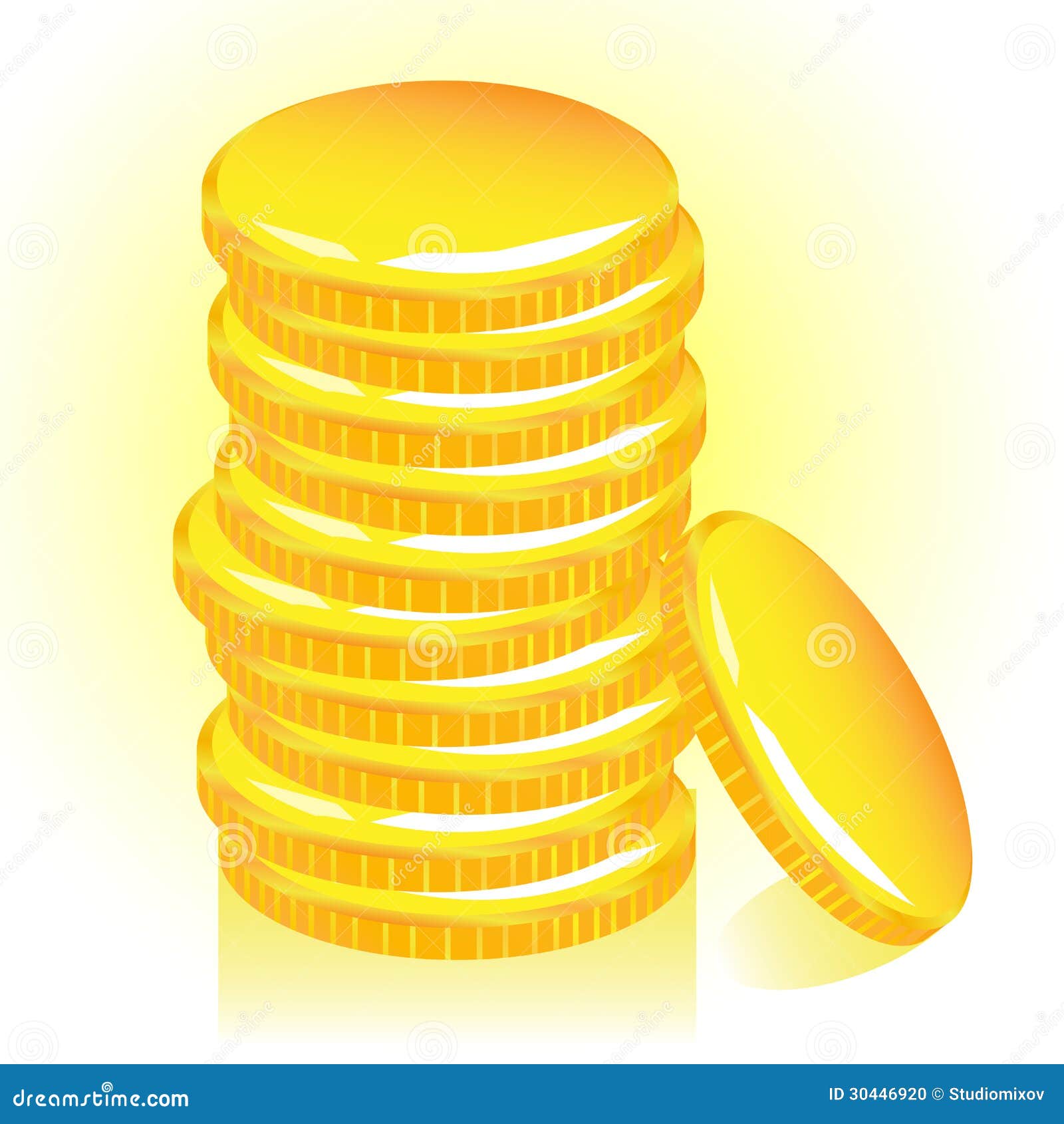 Stack of Gold Coins, Vector. Stock Vector - Illustration of metal, bank ...