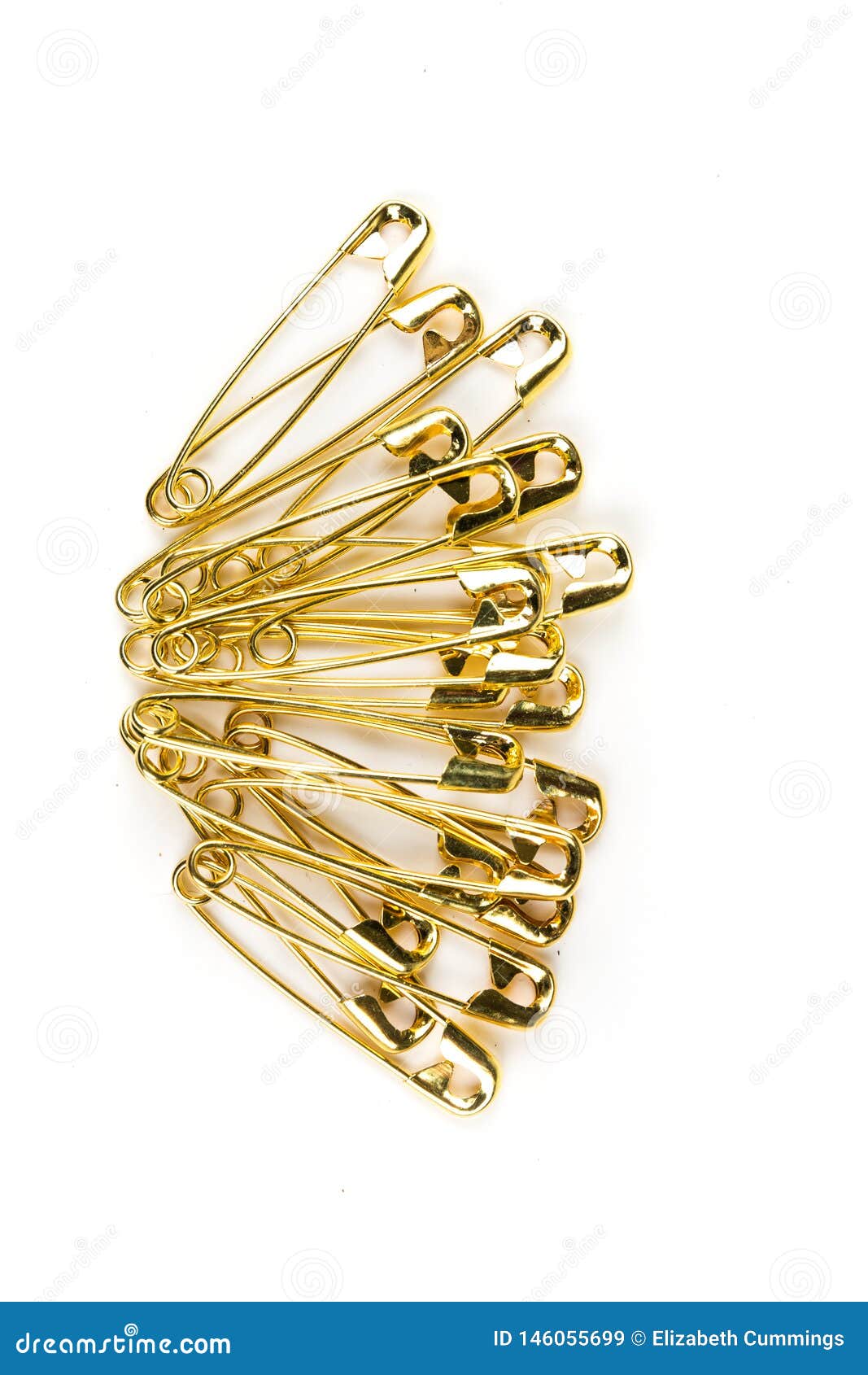 Stack of Gold Colored Safety Pins Stock Image - Image of accessory ...