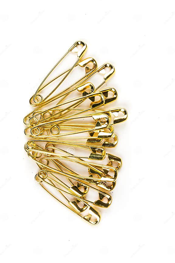 Stack of Gold Colored Safety Pins Stock Image - Image of accessory ...