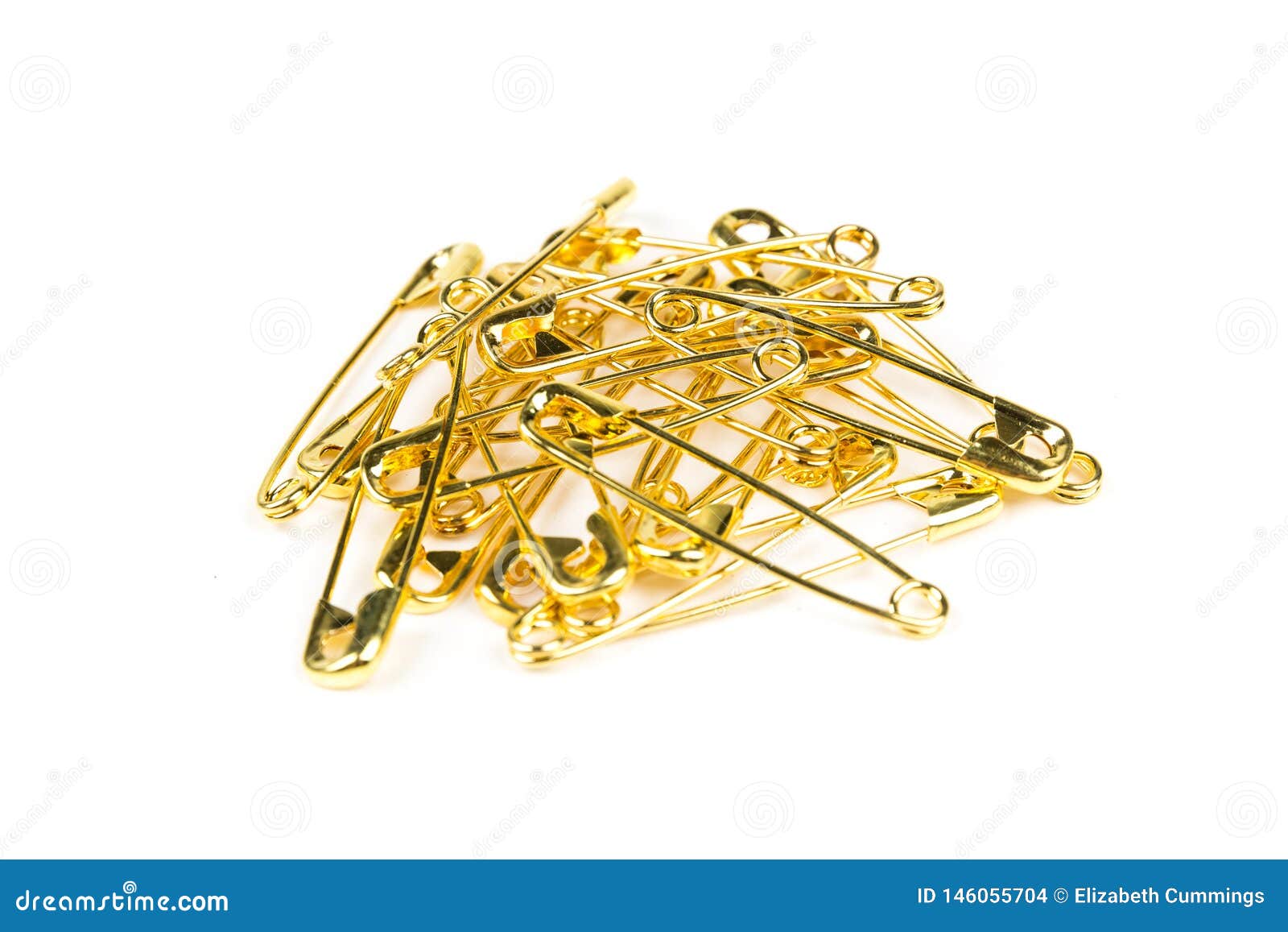 Stack of Gold Colored Safety Pins Stock Photo - Image of object, brass ...