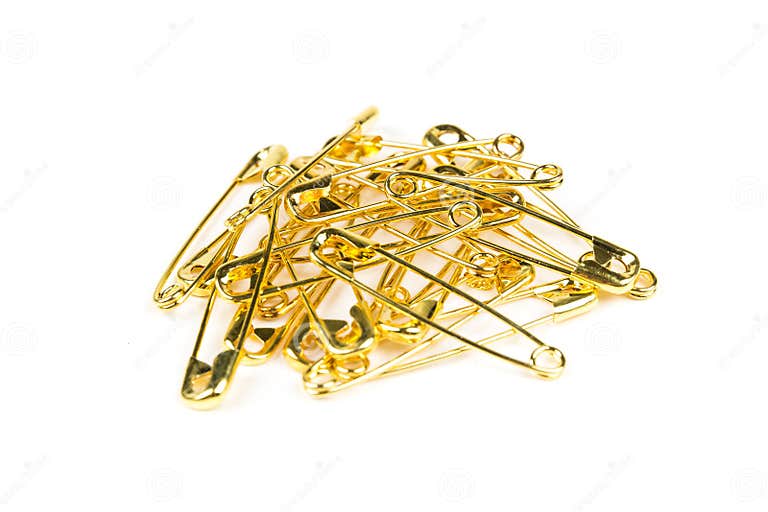 Stack of Gold Colored Safety Pins Stock Photo - Image of object, brass ...