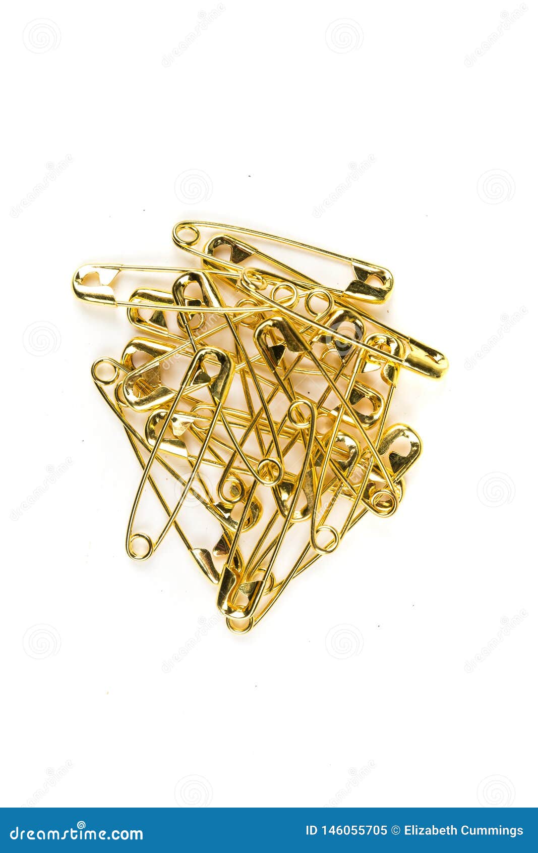 Stack of Gold Colored Safety Pins Stock Image - Image of colored ...