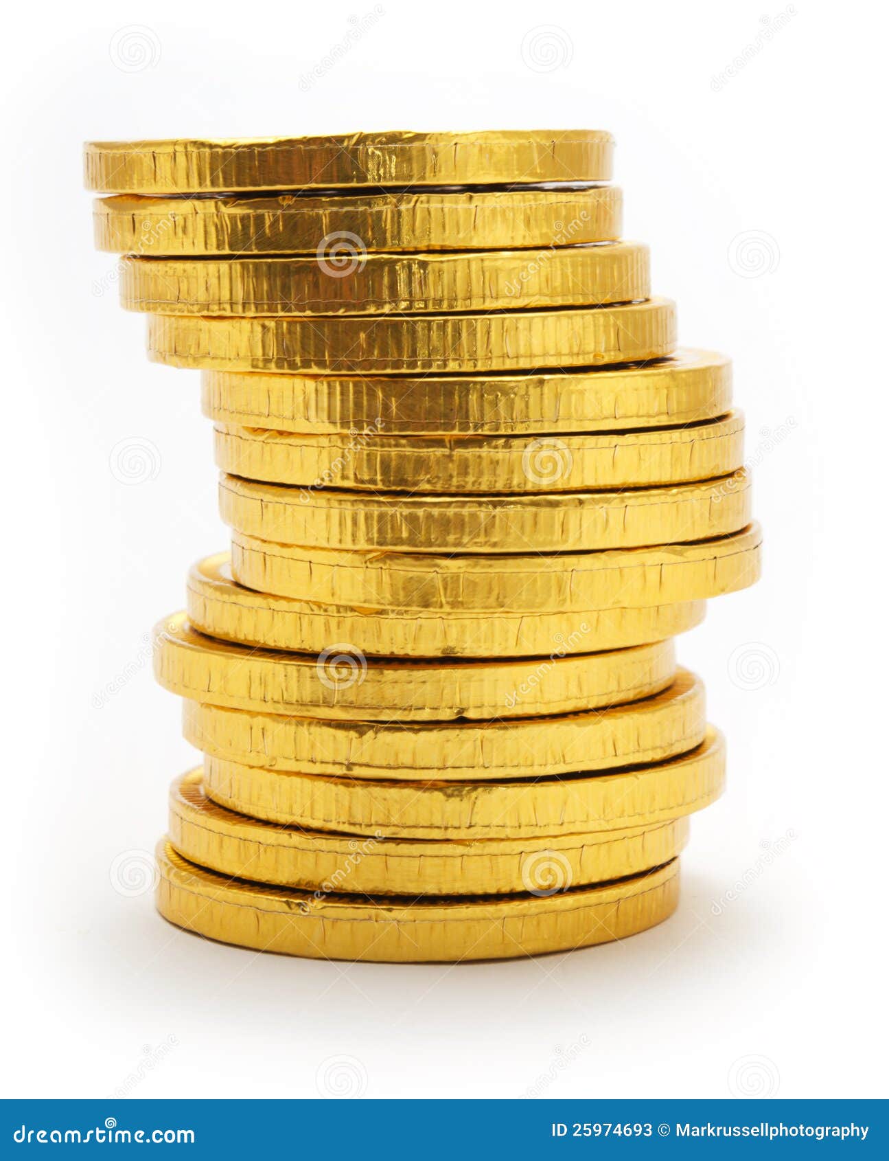 Stack of Gold Coloured Chocolate Coins Stock Image - Image of foil ...