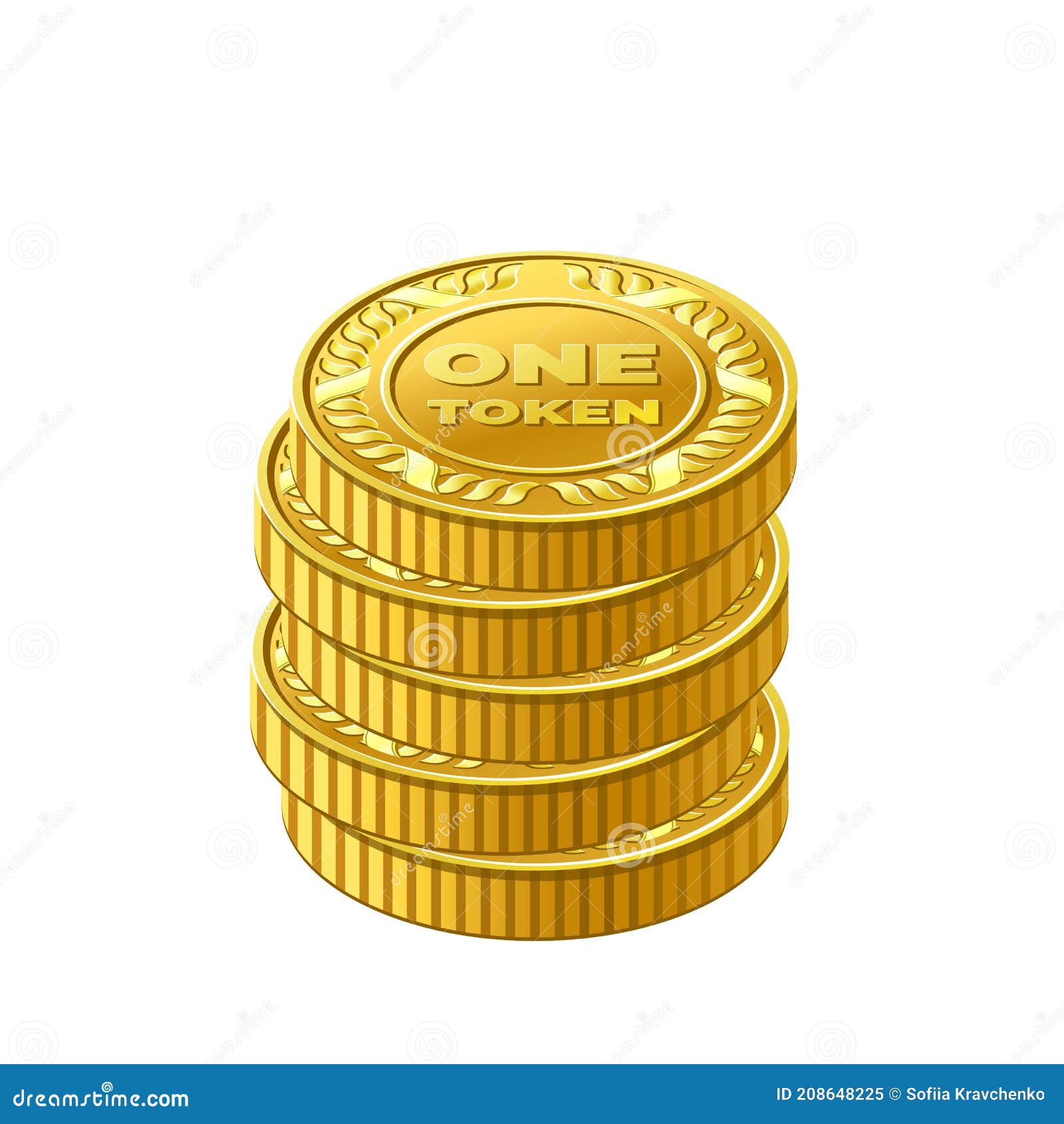 Stack of Gold One Token Coin Icon Stock Vector - Illustration of ...