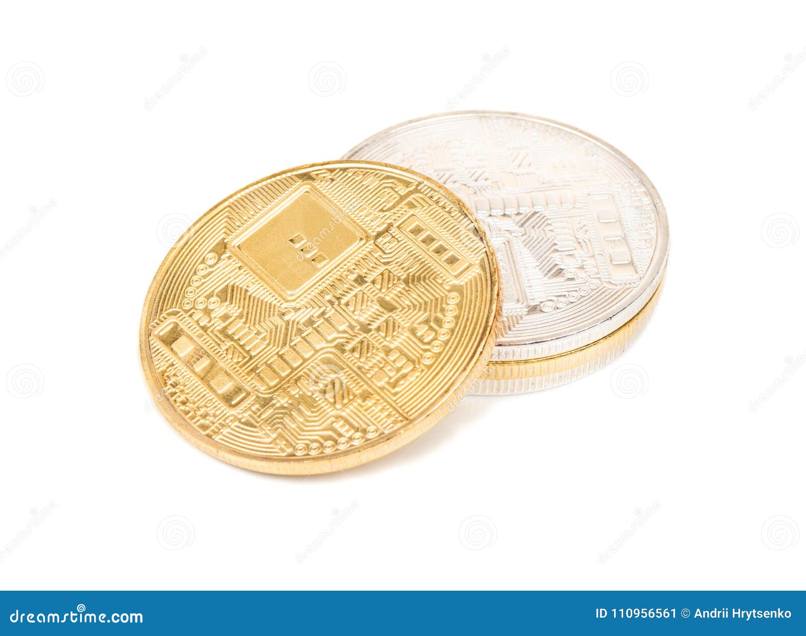 Gold and Silver Coin Bitcoin Stock Image - Image of internet, banking ...