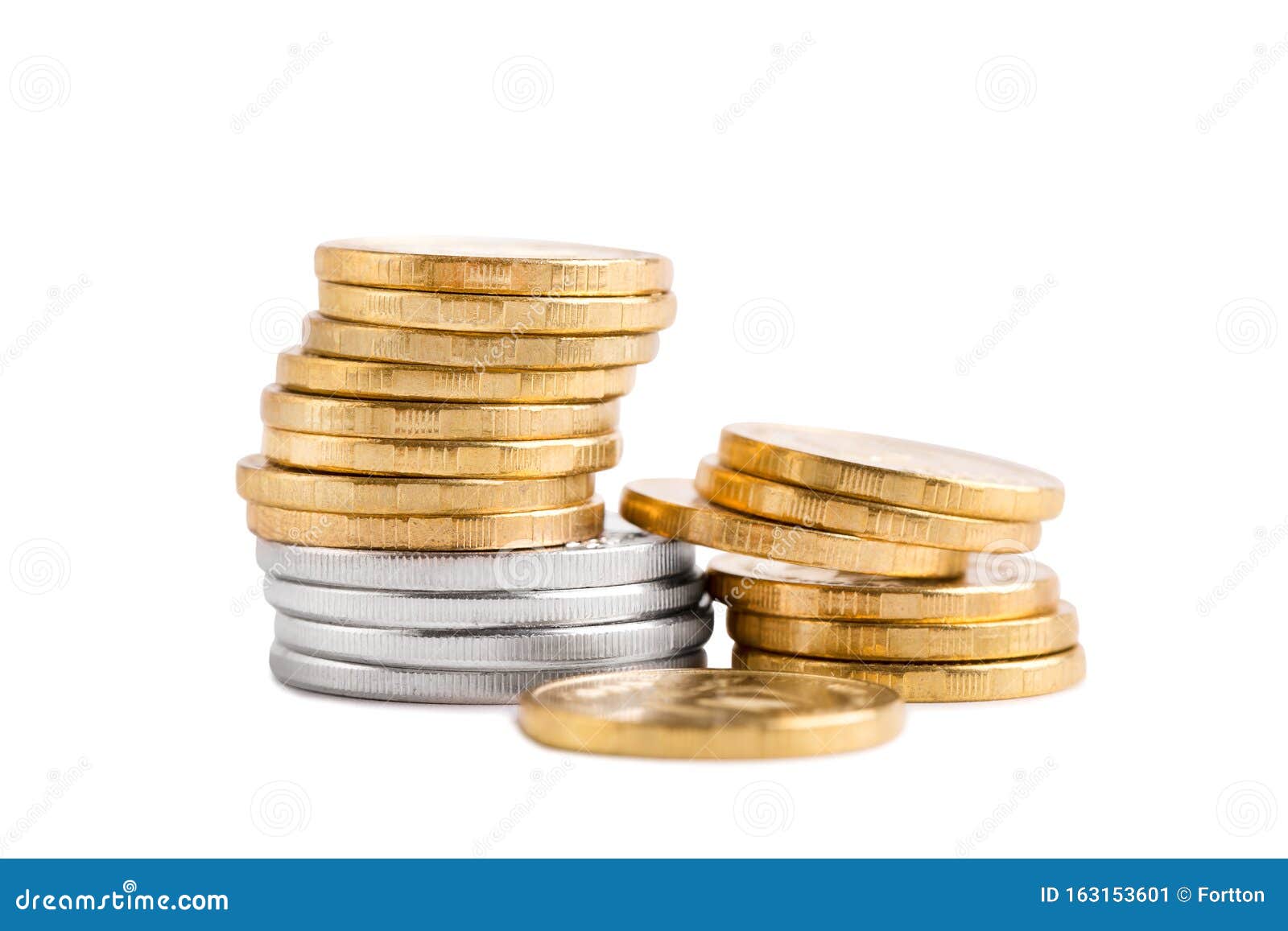 Stack of Gold and Silver Coins Close-up Stock Image - Image of savings ...