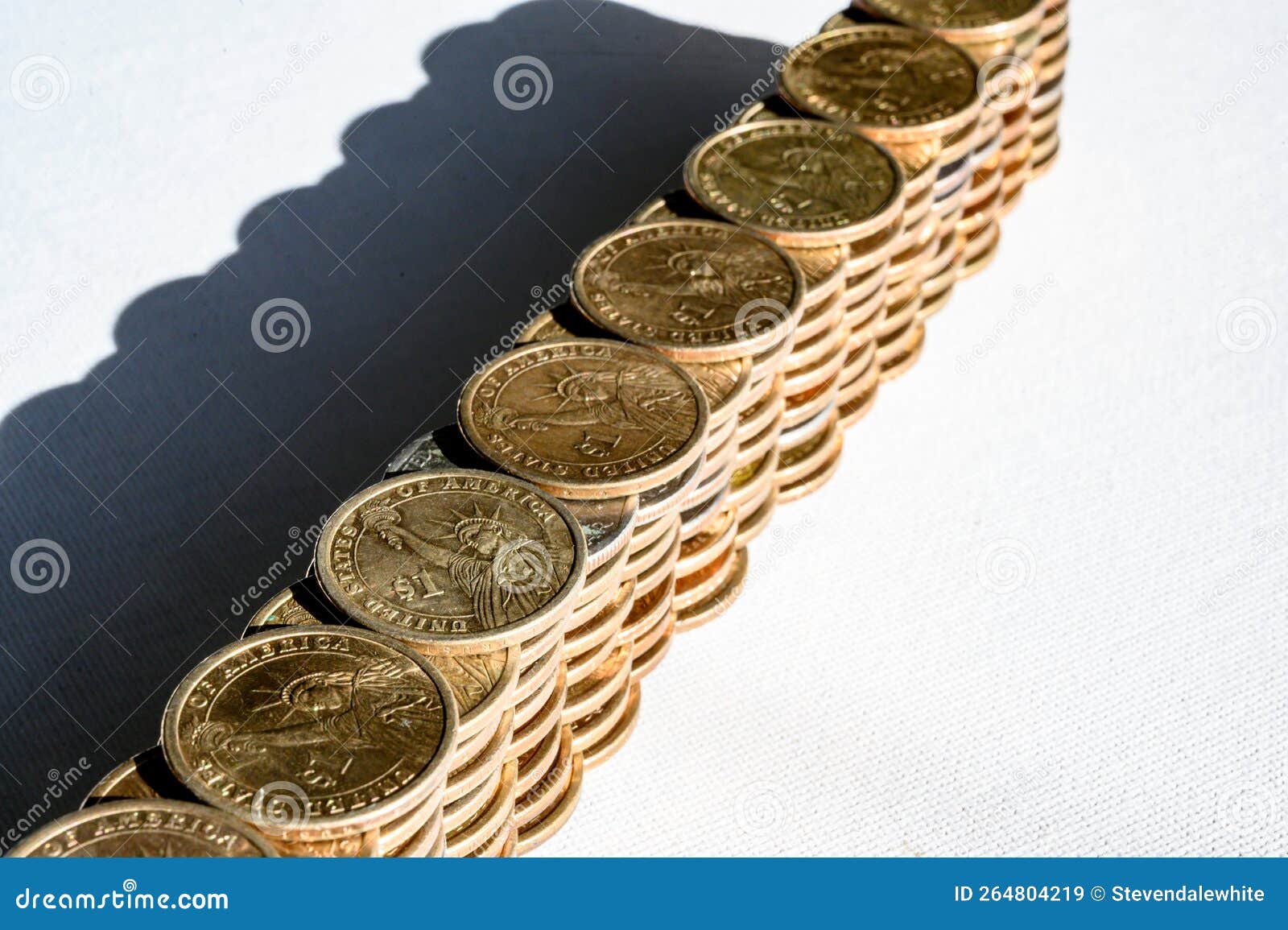 Stack of Gold and Silver Dollar Coins Forming a Border Wall Stock Image ...