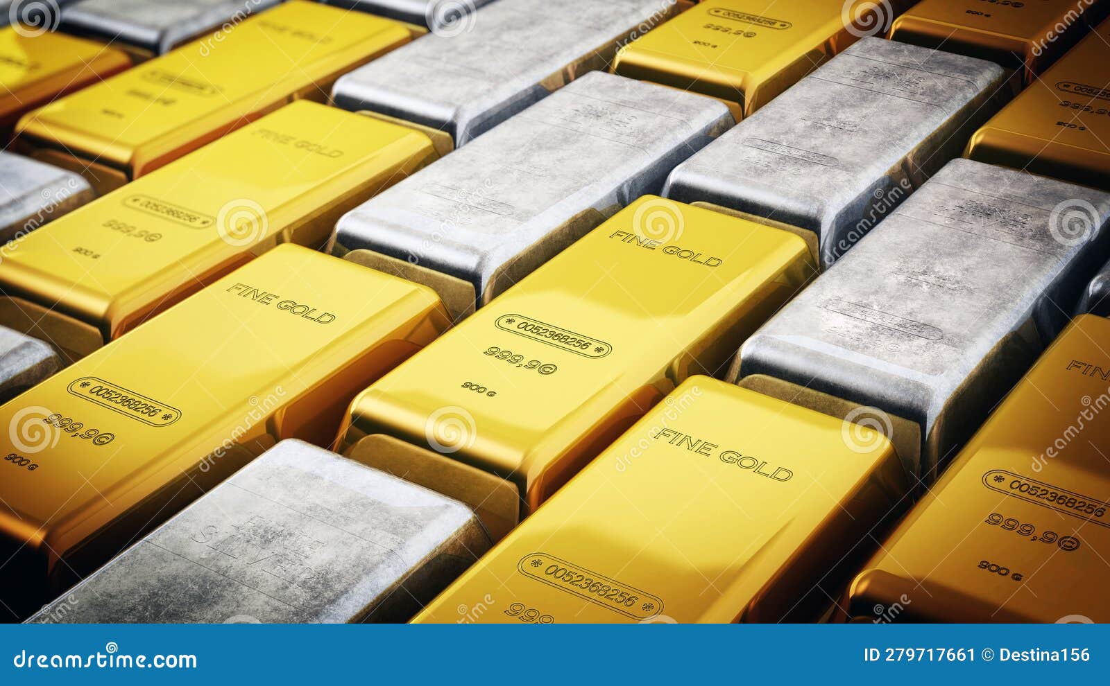 Stack of Gold and Silver Ingots. Stock Illustration - Illustration of ...