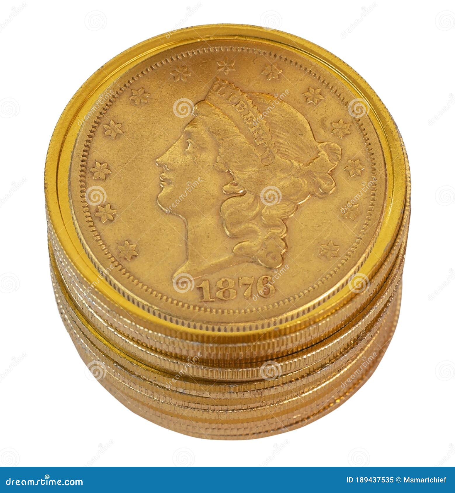 Stack of gold tinted coins stock image. Image of financial - 189437535