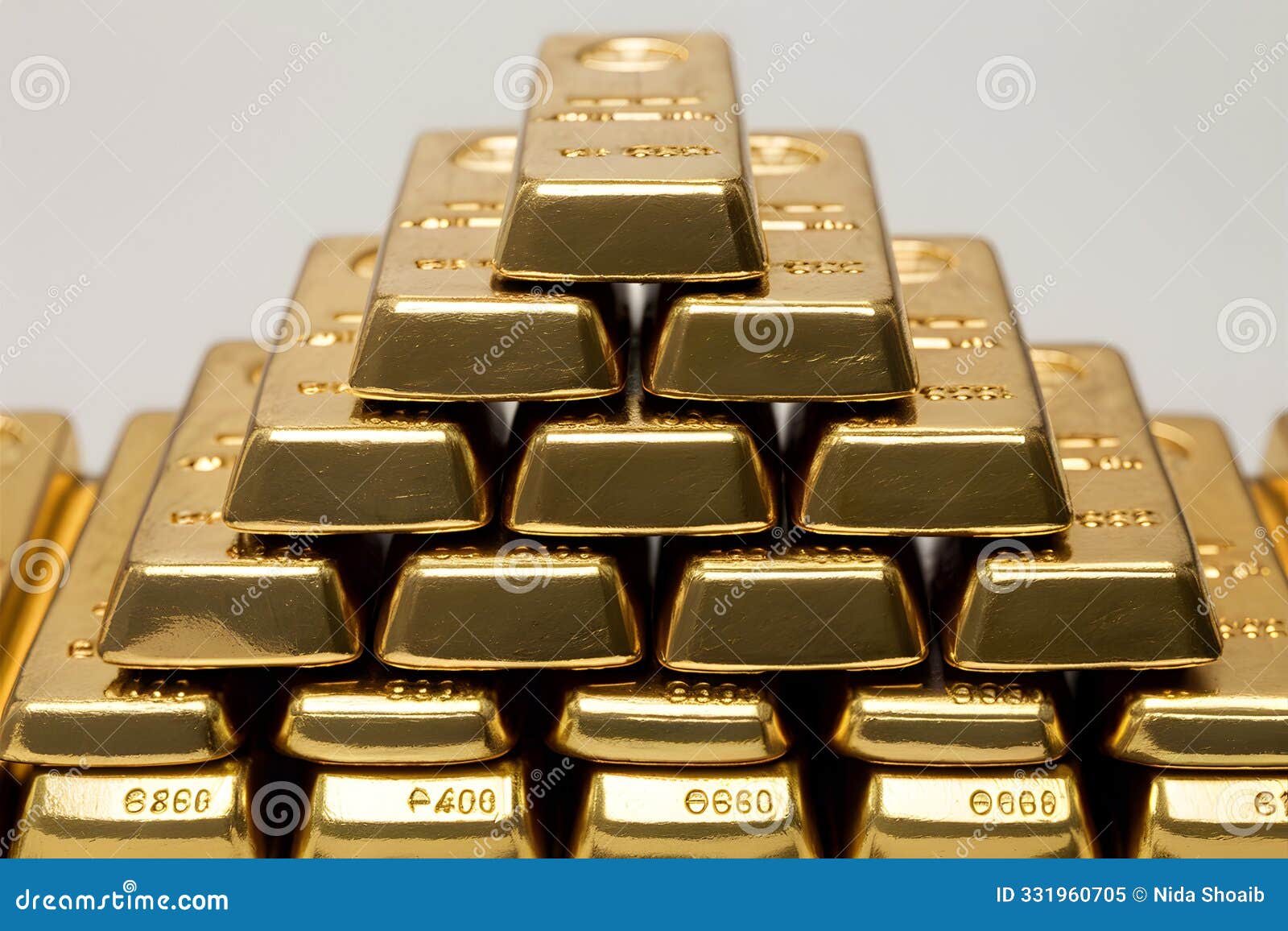 Stack of Golden Bars, Uniformly Sized with Engraved Markings, Shining ...