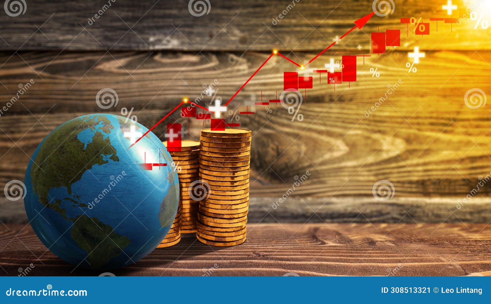 Stack of the Golden Coin with Symbol of Rising Inflation Graph Arrow ...