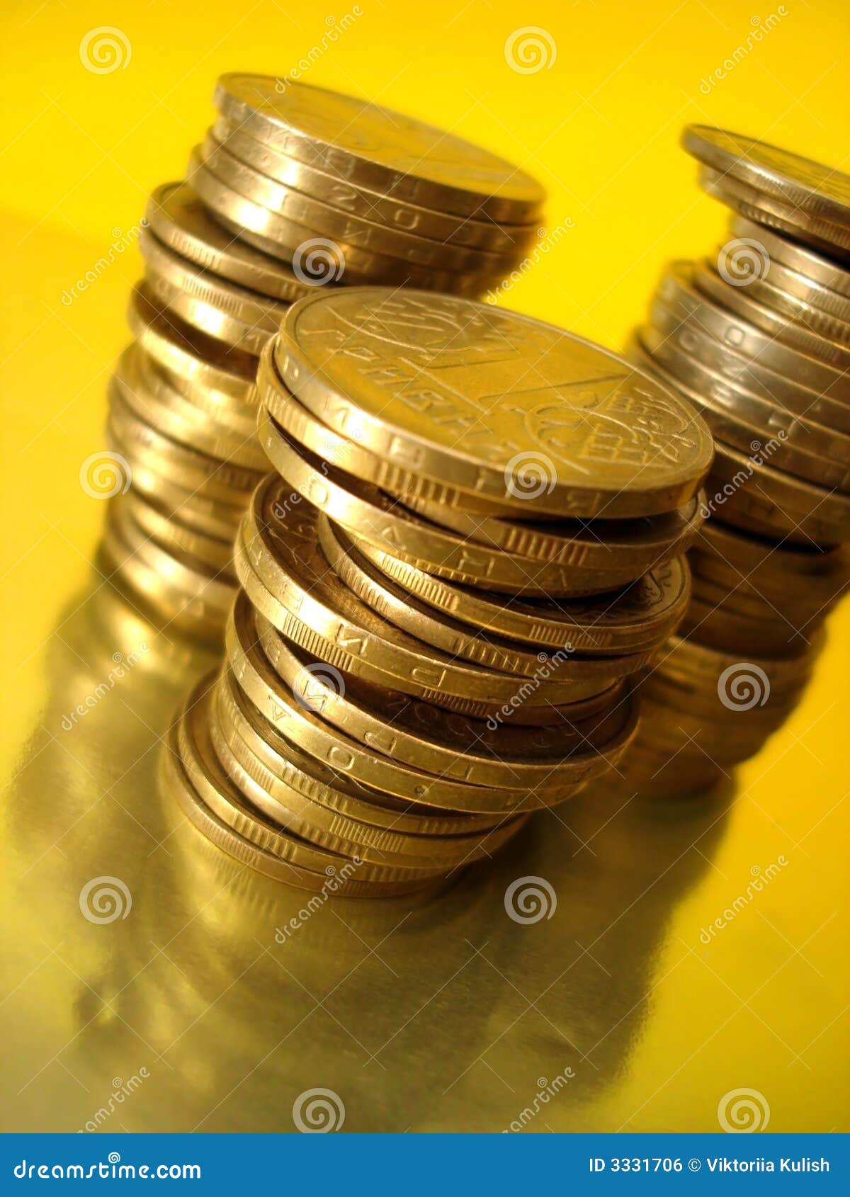 Stack of golden coins stock photo. Image of dollar, coin - 3331706