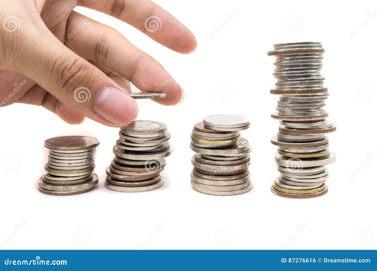 Stack of Golden Coins and Human Hand Stock Photo - Image of bank ...